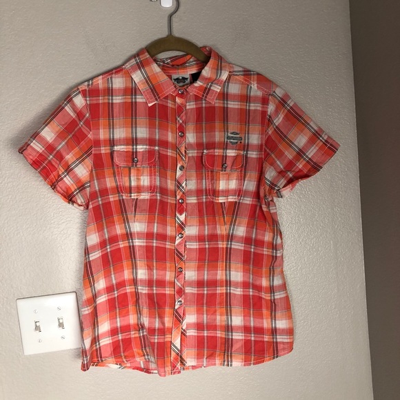 Harley-Davidson | Tops | Harley Davidson Plaid Pearl Snap Button Down ...